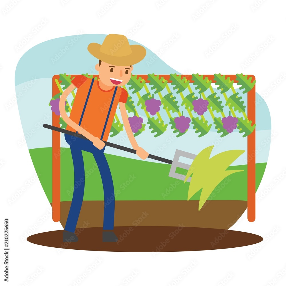 cute farmers are farming grape cartoon character Stock Vector | Adobe Stock