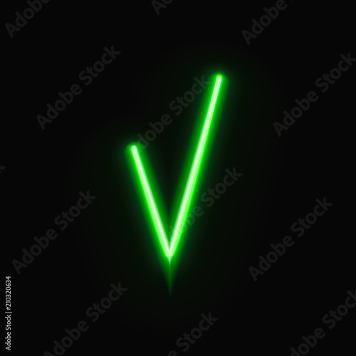 Vector Neon Tick, Green Luminous Check Mark. Stock Vector | Adobe Stock