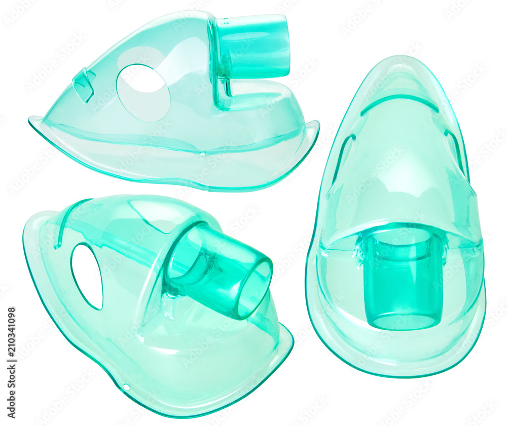 Nebulizer inhalation mask, respiratory mask isolated on white ...