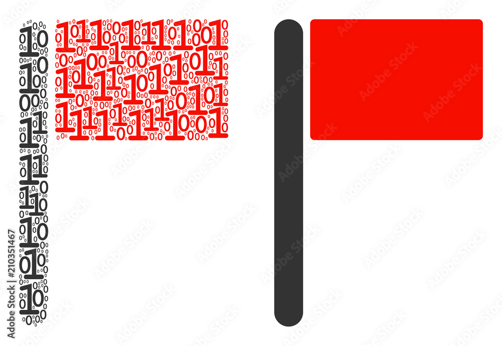 Flag composition icon of zero and one symbols in variable sizes. Vector ...