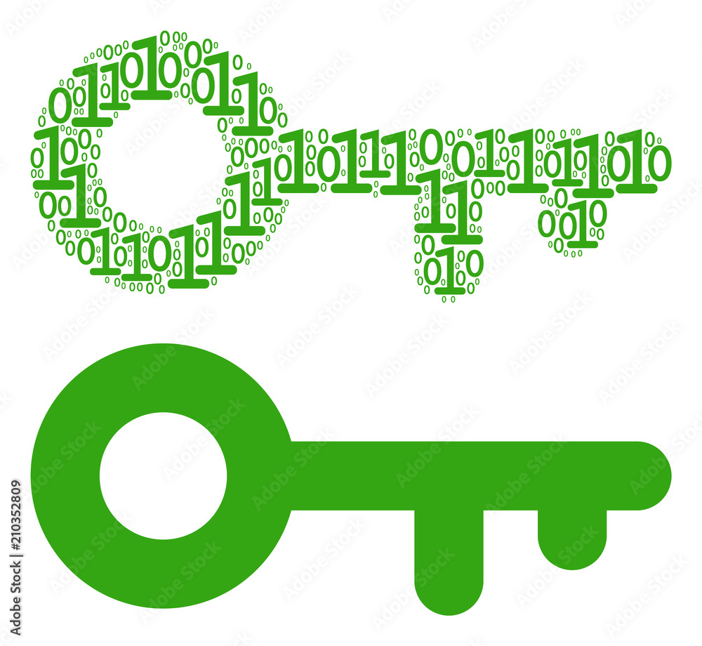 Key collage icon of zero and one symbols in random sizes. Vector ...