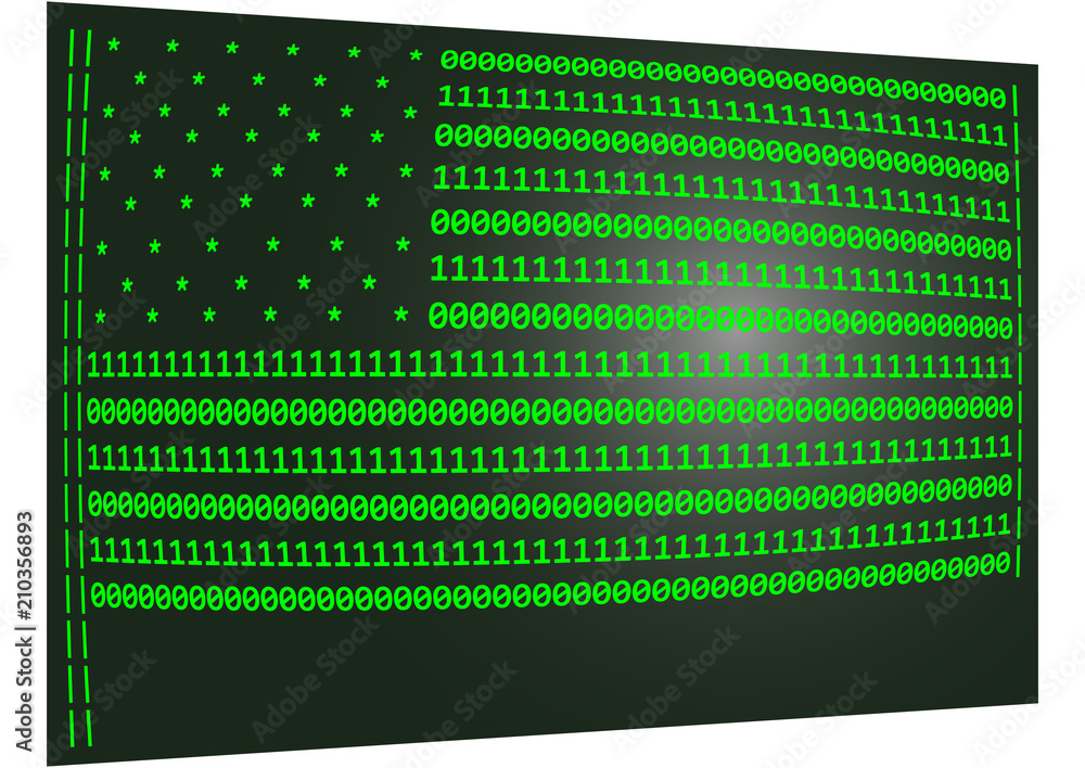 เวกเตอร์ Stock American flag in ascii style in green color - vector ...