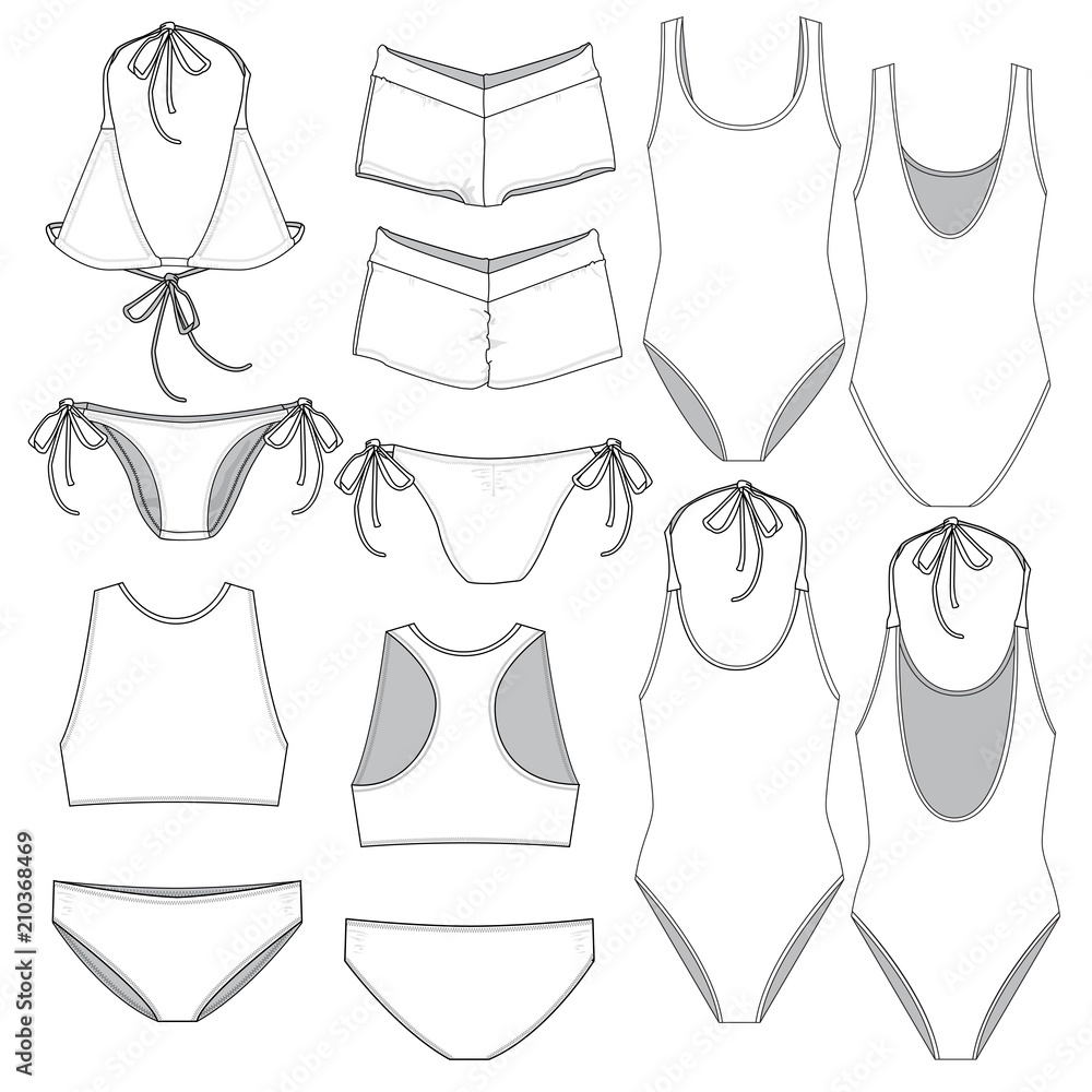 Vector template for Womens Swimsuit styles Stock Vector | Adobe Stock