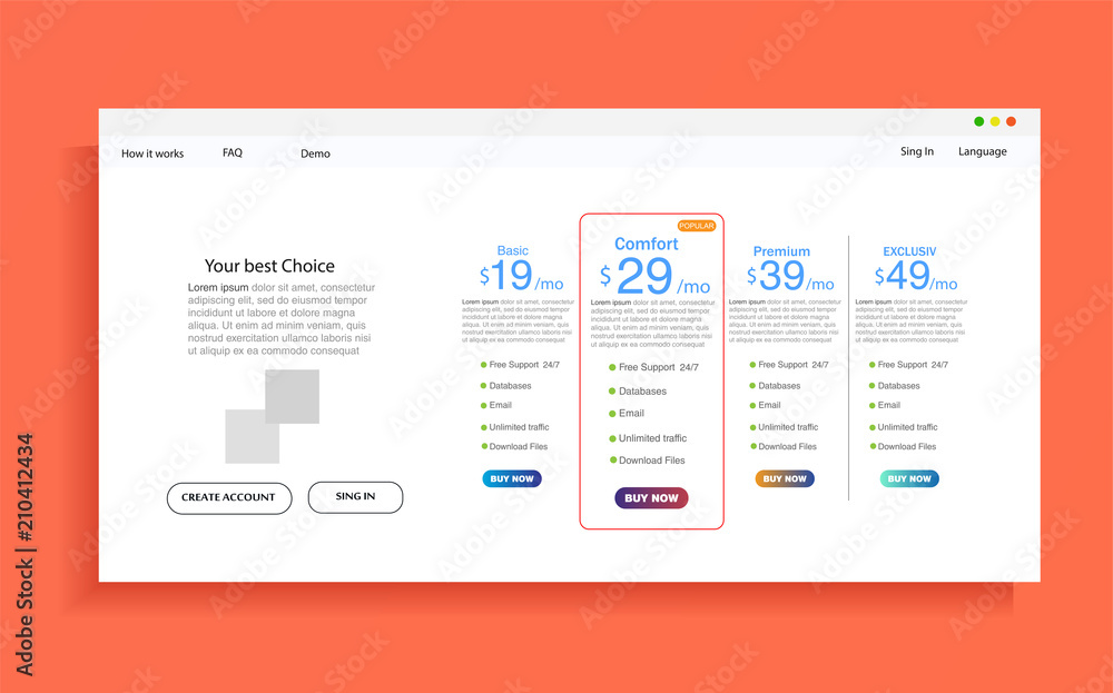 Set of offer tariffs. ui ux vector banner for web app. set of pricing ...