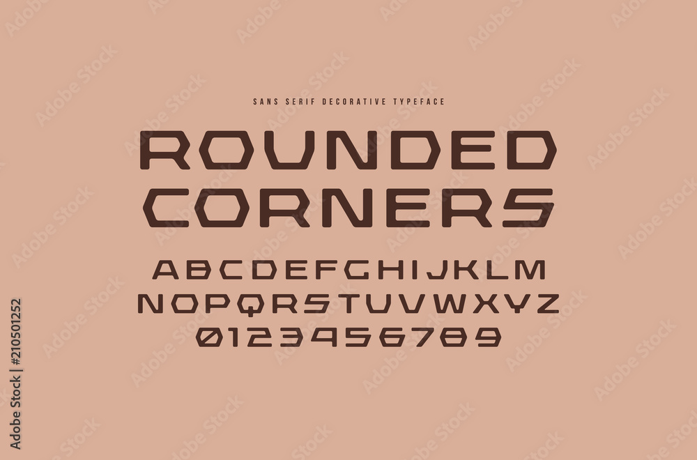 Geometric sans serif font with rounded corners Stock Vector | Adobe Stock