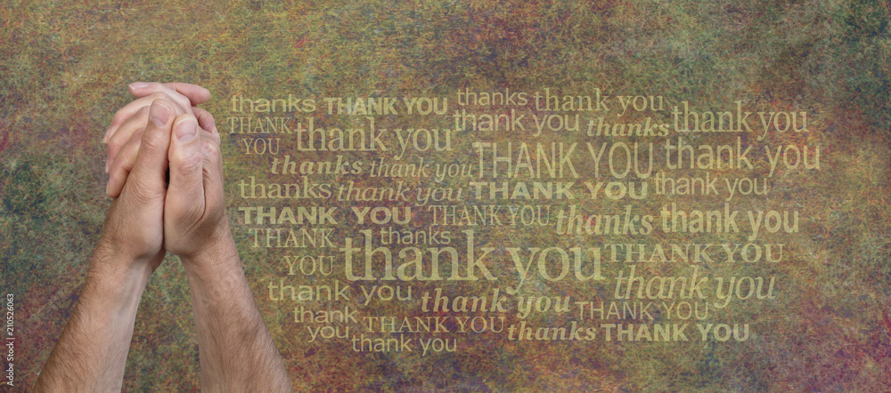 Thank you Prayer Hands Rustic background - male holding his hands in ...