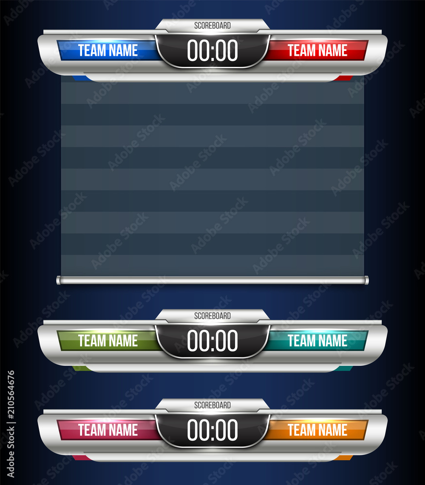 Creative vector illustration digital scoreboard broadcast graphic ...