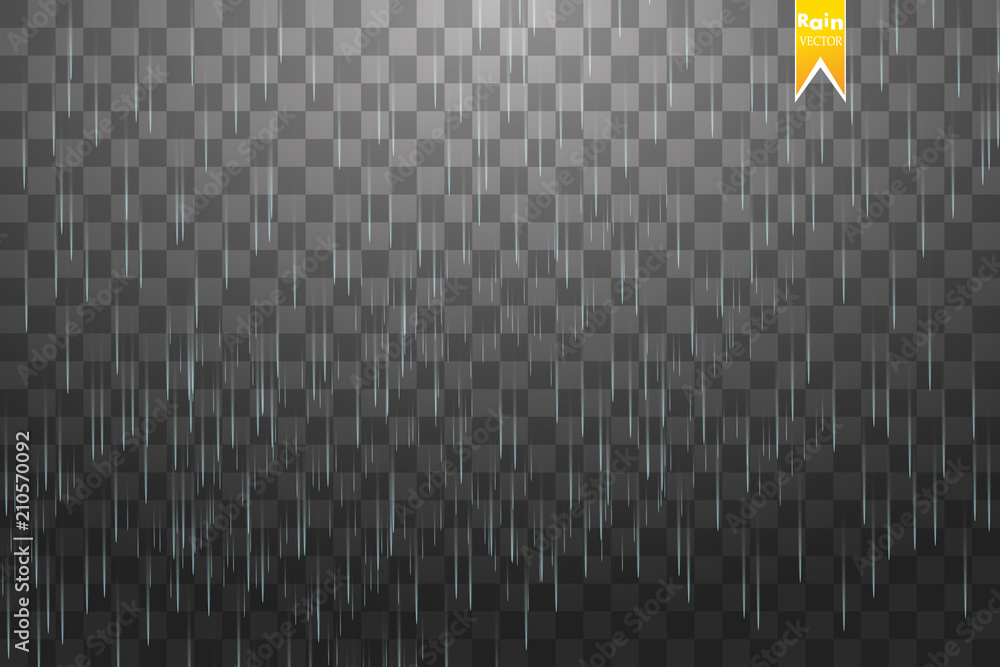 Rain transparent template background. Falling water drops texture ...