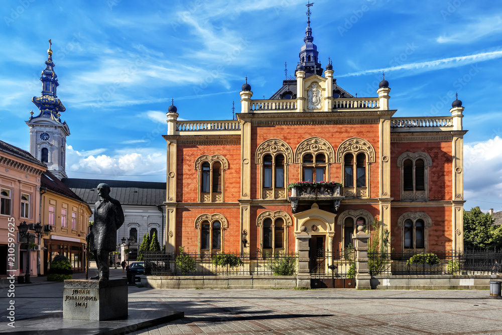 Monument of Jovan Jovanovic Zmaj, in front of and neo-classical ...