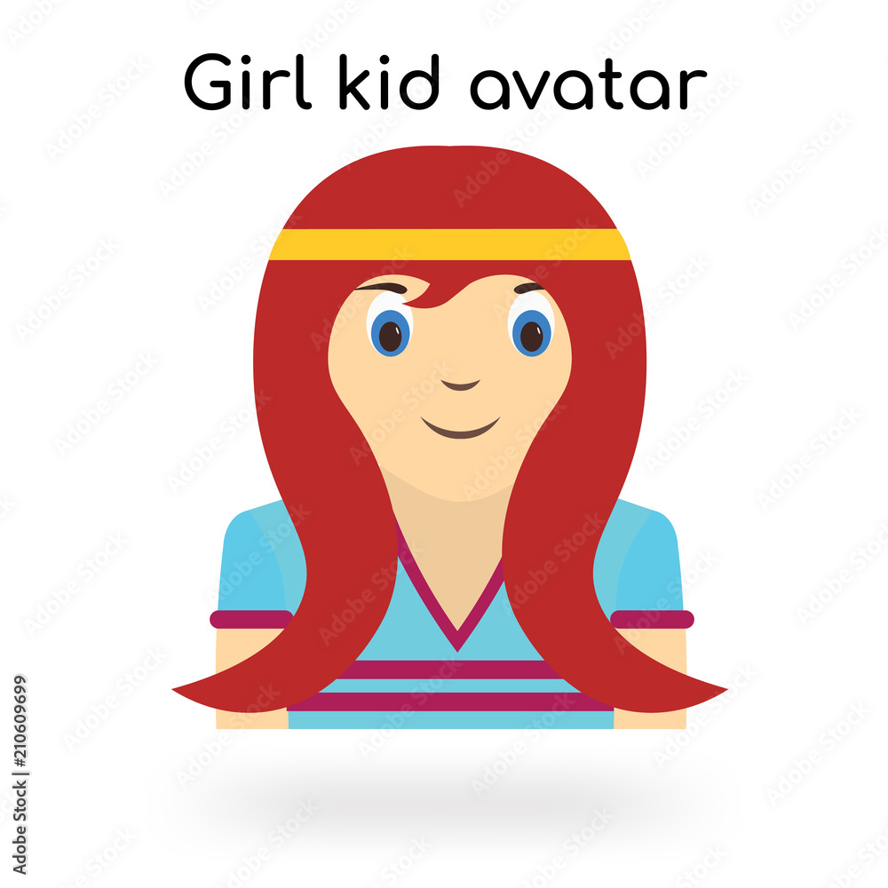 เวกเตอร์ Stock Girl kid avatar icon vector sign and symbol isolated on ...