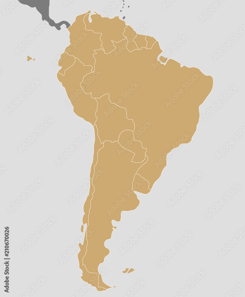 Political blank South America Map vector illustration. Editable and ...
