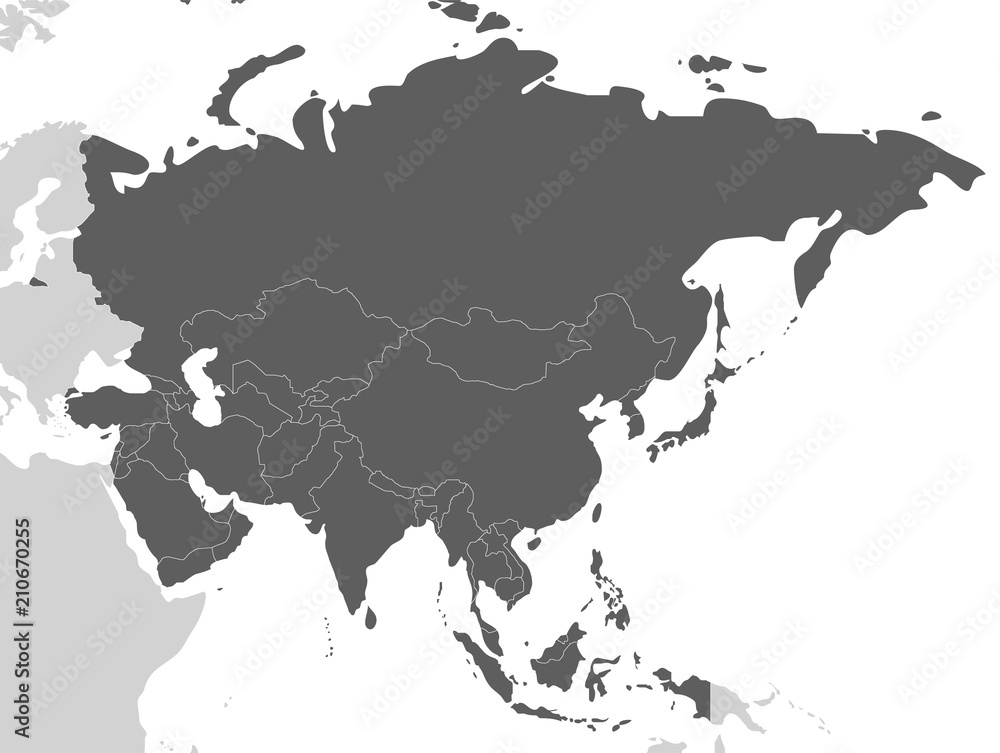 Political blank Asia Map vector illustration isolated on white ...
