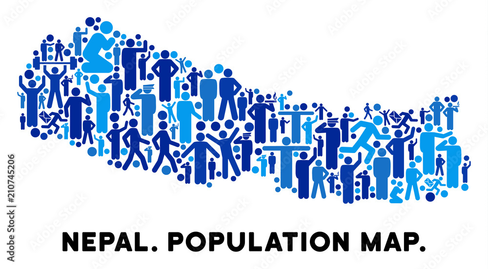 Vector population Nepal map. Demography concept of Nepal map created of ...