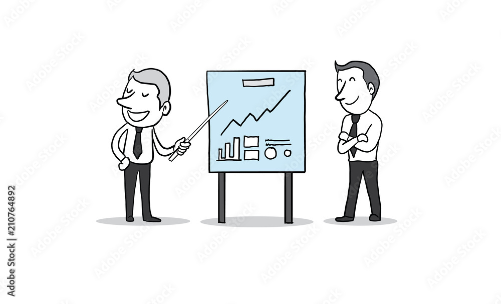Businessman with presentation chart board. conference, training ...