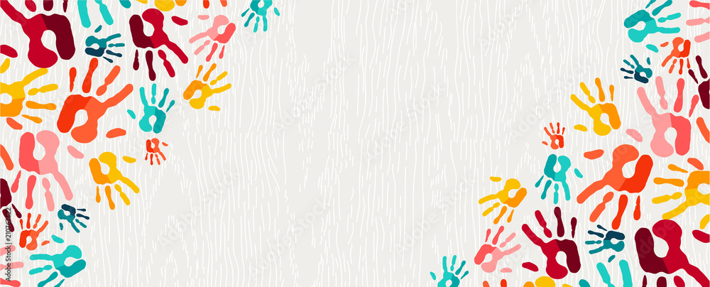 Colorful hand print paint background art Stock Vector | Adobe Stock