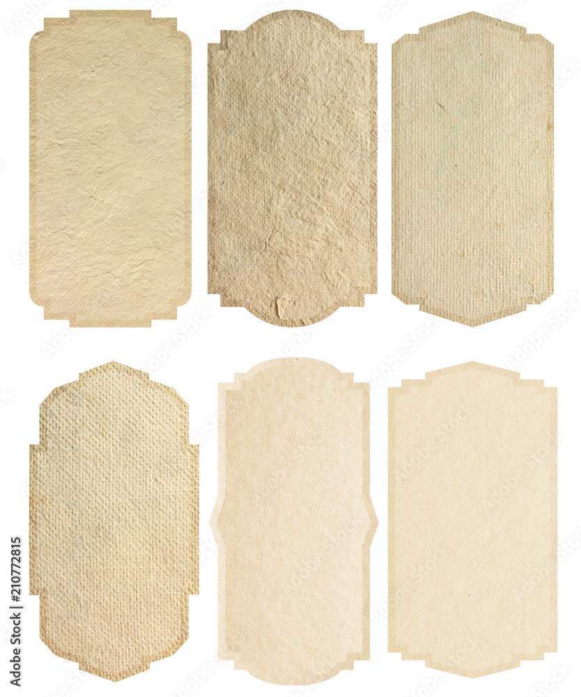 Vintage label design paper texture background, isolated on white Stock ...