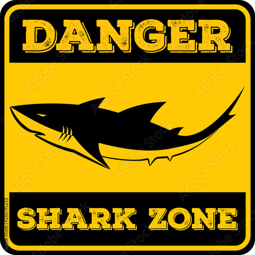 Danger, Shark Zone sign. Vector illustration. Stock Vector | Adobe Stock