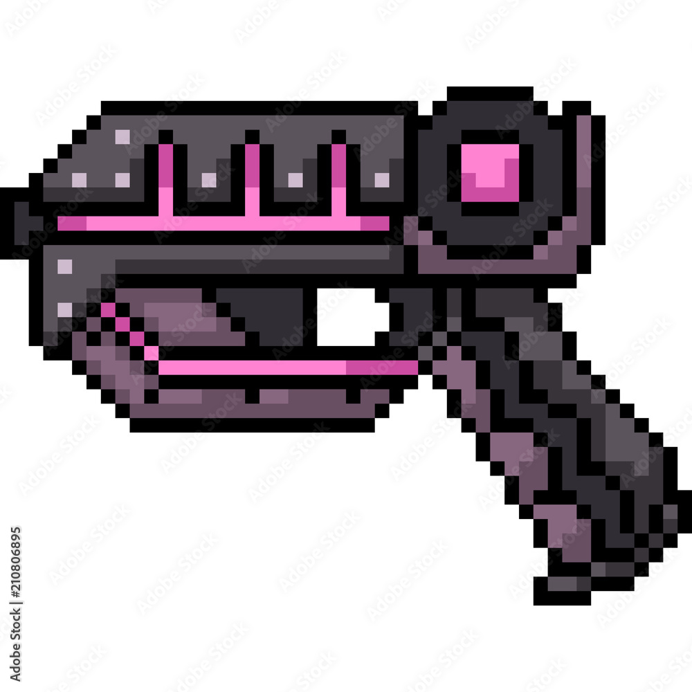 vector pixel art sci fi gun Stock Vector | Adobe Stock