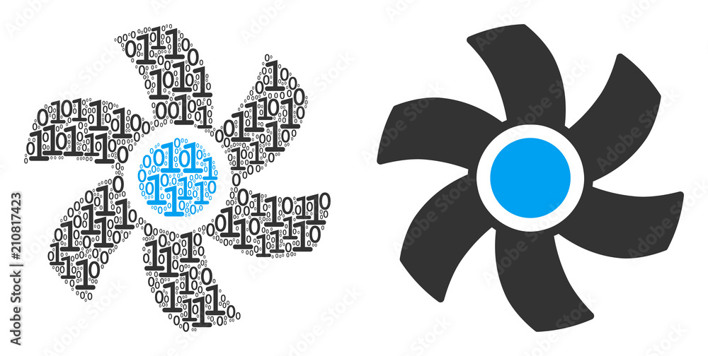 Rotor composition icon of zero and one symbols in random sizes. Vector ...