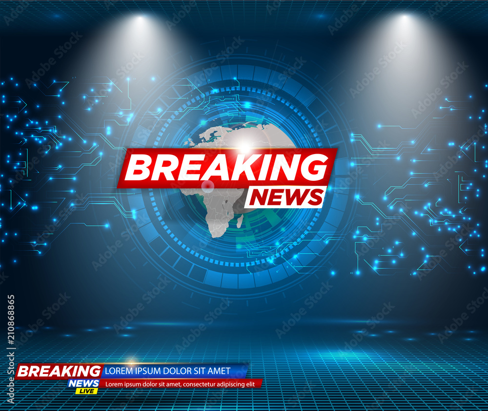 Breaking News Live Banner on Glowing Wavy Lines Background. Business ...