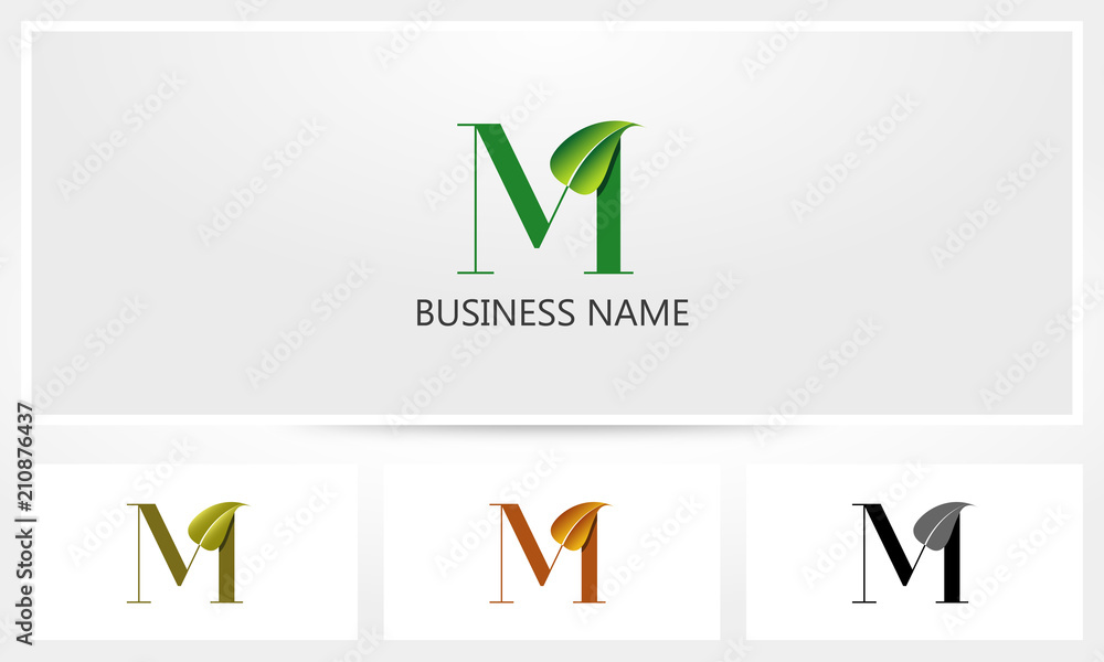 Letter M Leaf Sprout Logo Stock Vector | Adobe Stock