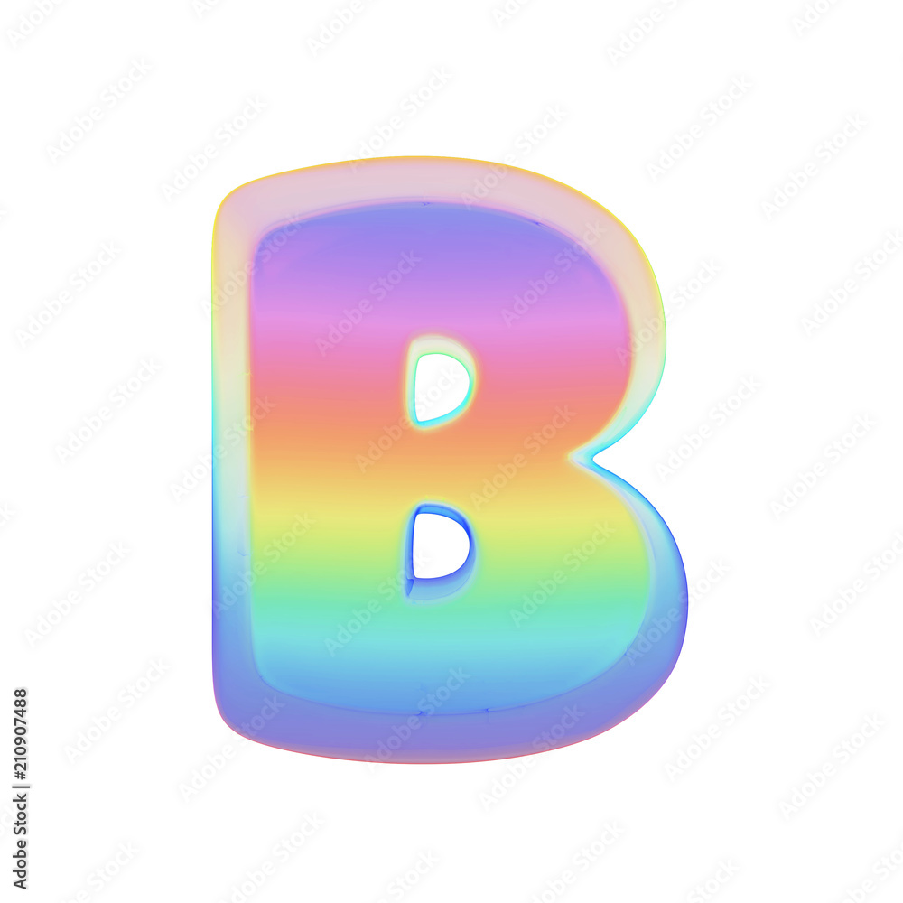 Alphabet letter B uppercase. Rainbow font made of bright soap bubble ...