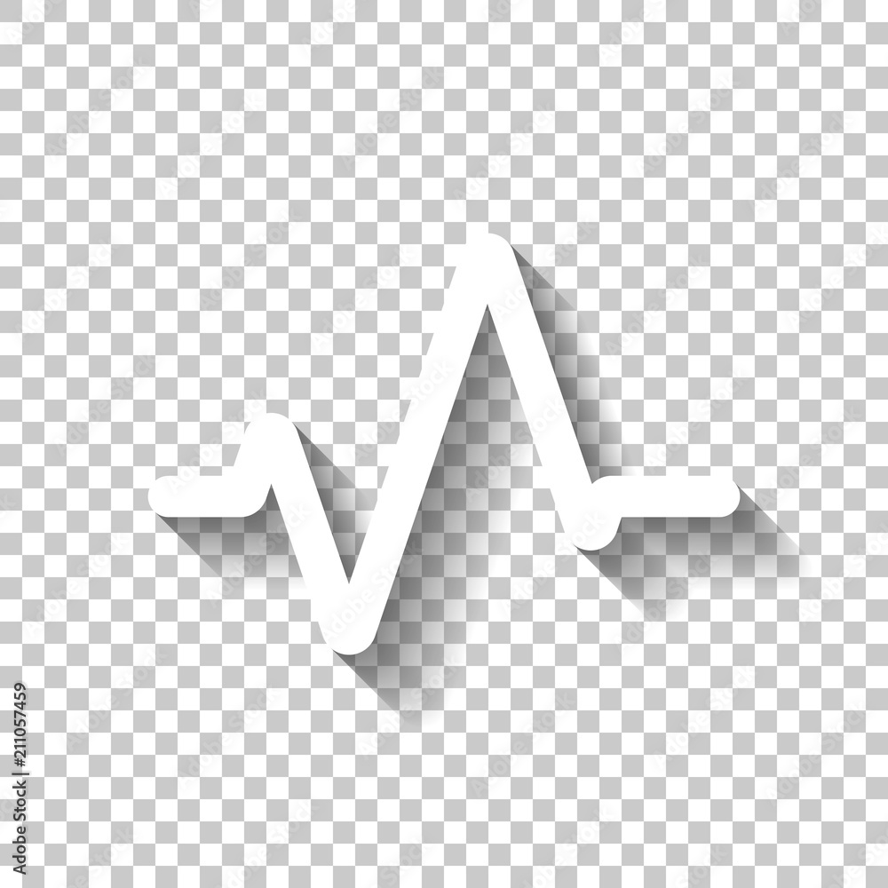 Simple pulse icon. White icon with shadow on transparent backgro Stock ...