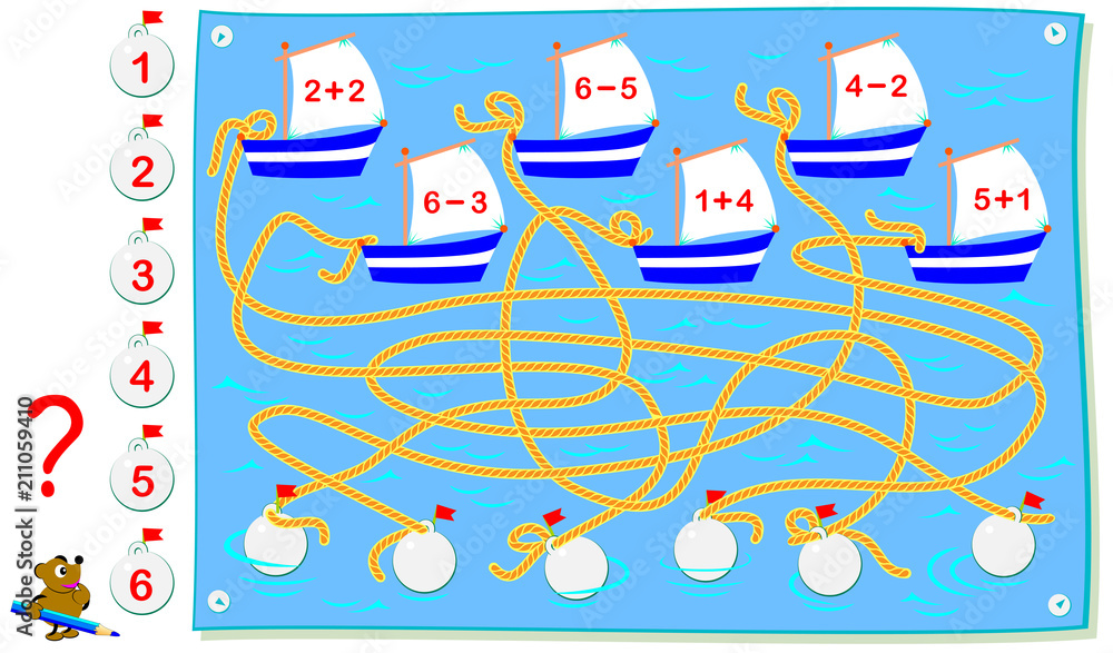 Educational page with exercises for children on addition and ...