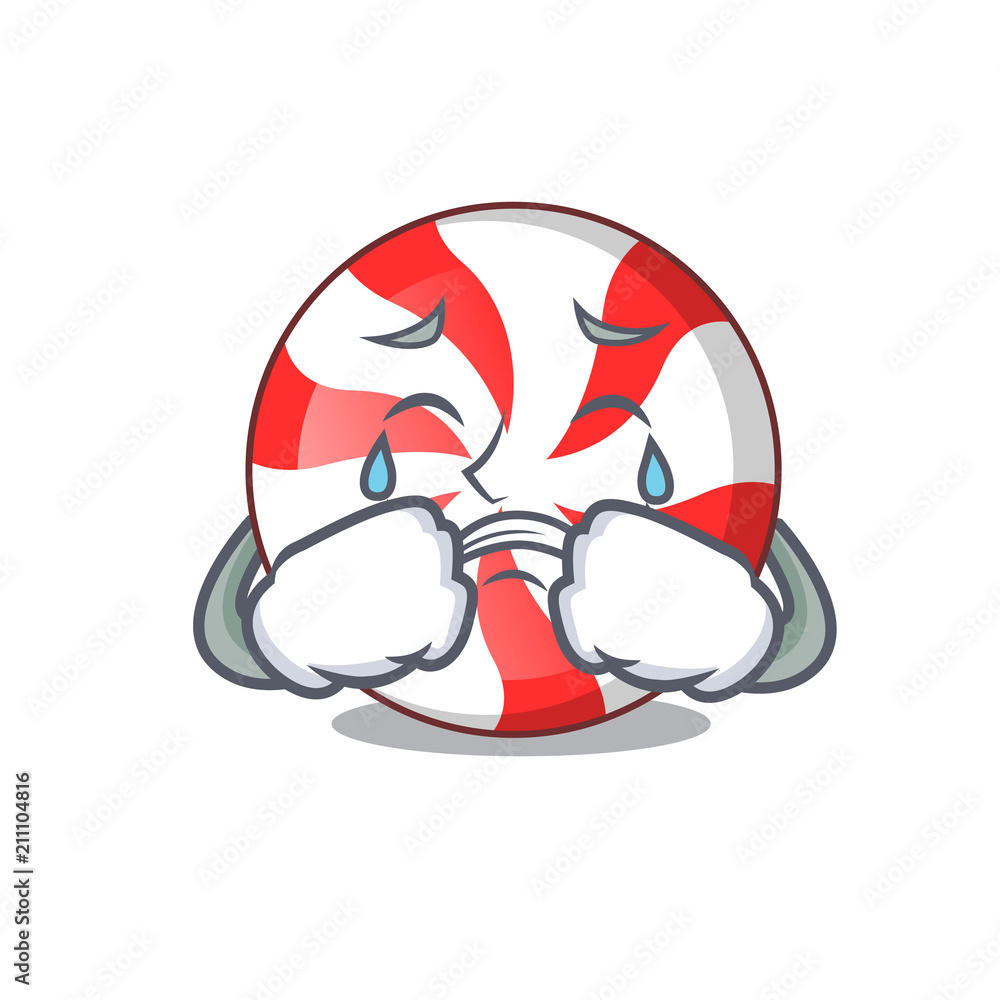 Crying peppermint candy mascot cartoon Stock Vector | Adobe Stock