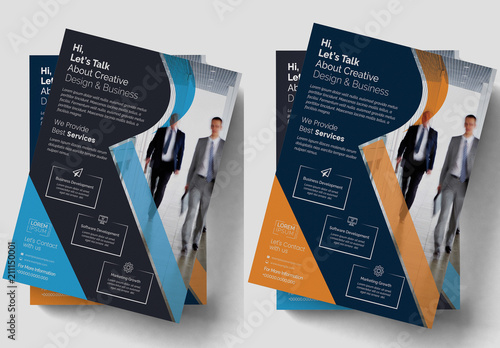 Dark Blue Shape Overlay Flyer Layout Stock Template | Adobe Stock