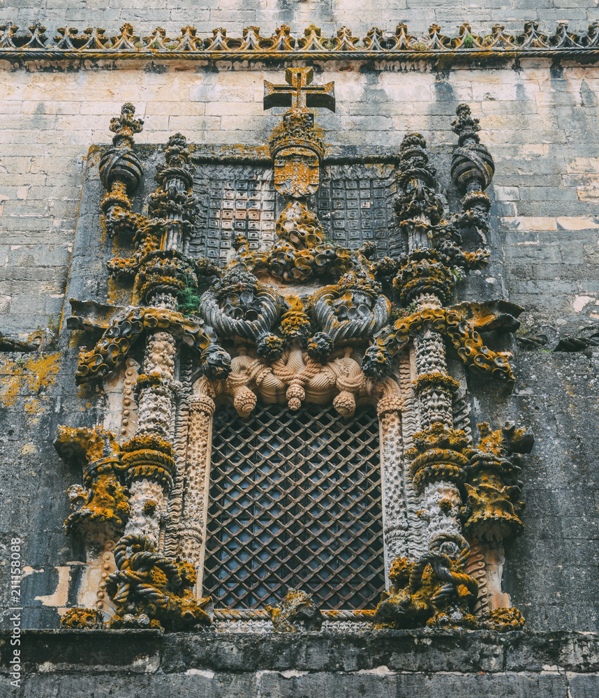 Facade of the Convent of Christ with its famous intricate Manueline ...