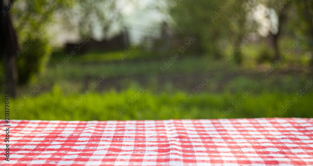 picnic table in the garden - summertime Stock Photo | Adobe Stock