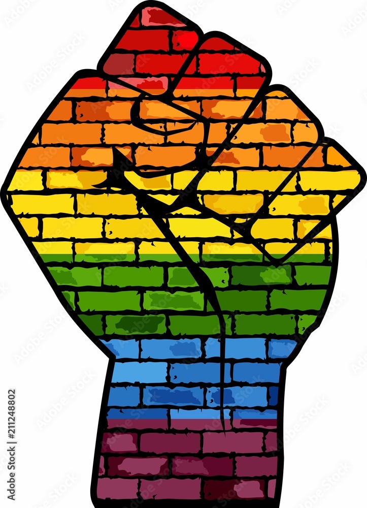 LGBT Protest Fist - Illustration, Gay Pride Fist on a brick wall, Fight ...