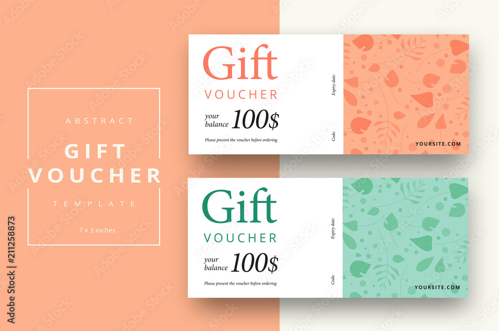 Abstract gift voucher card template. Modern discount coupon or ...