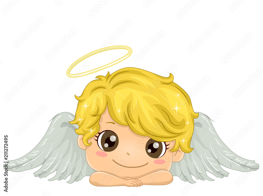 Kid Boy Angel Illustration Stock Vector | Adobe Stock