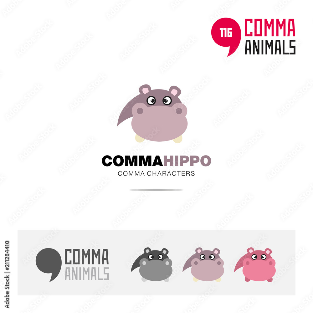 Hippo animal concept icon set and modern brand identity logo template ...