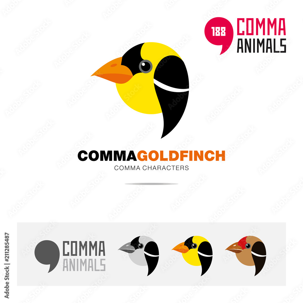 Gold Finch bird concept icon set and modern brand identity logo ...