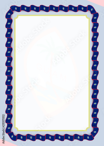 Frame and border of ribbon with Guam flag, template elements for your ...