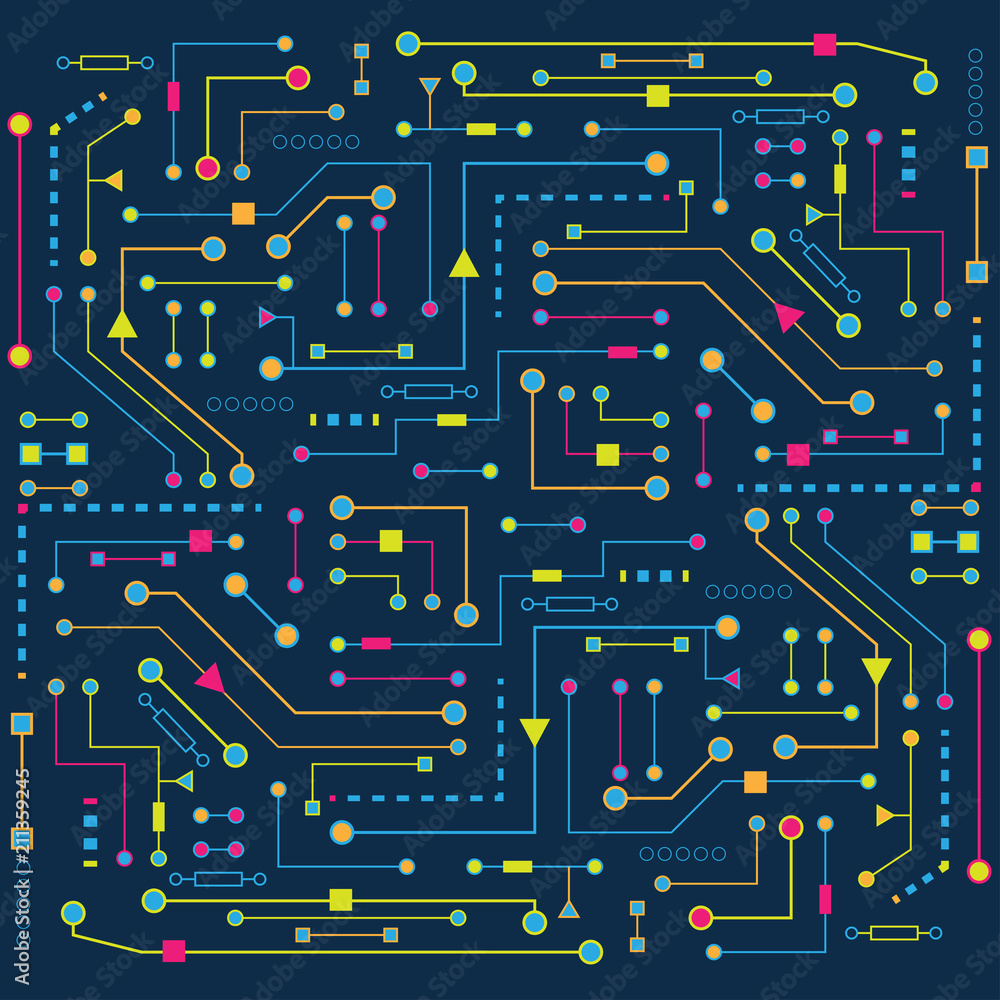 Electrical circuit .Color scheme .Technologies of the future ...