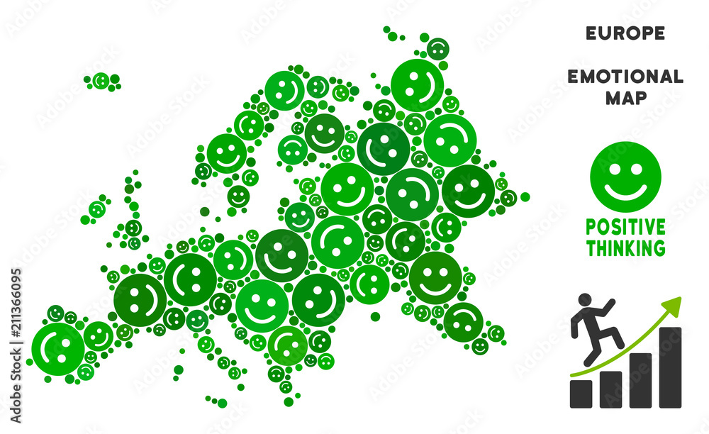 Image vectorielle Stock Happy Europe map composition of smile emojis in ...