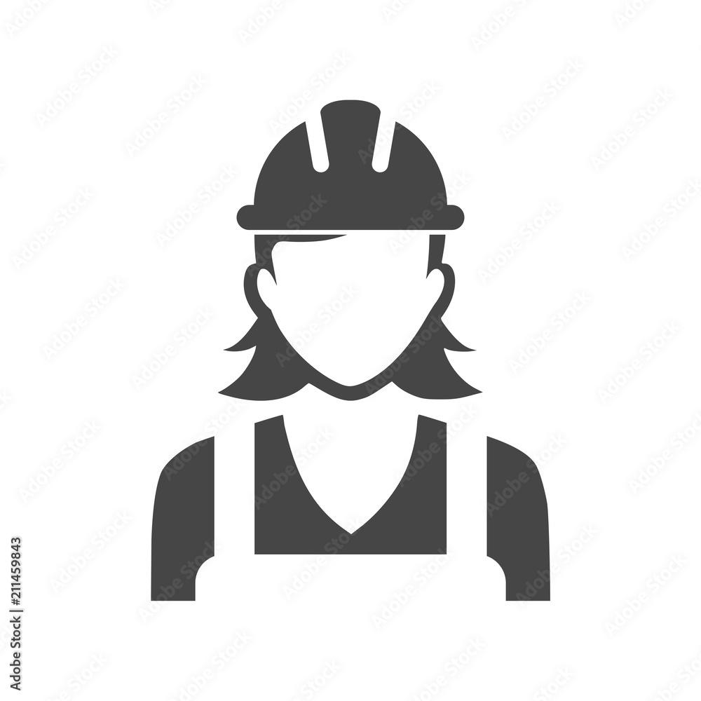 Woman Construction Worker icon Stock Vector | Adobe Stock
