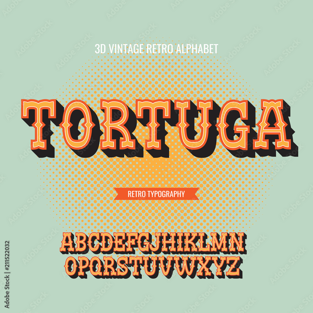 Vintage 3d serif alphabet made in vector. Retro letters for your design ...