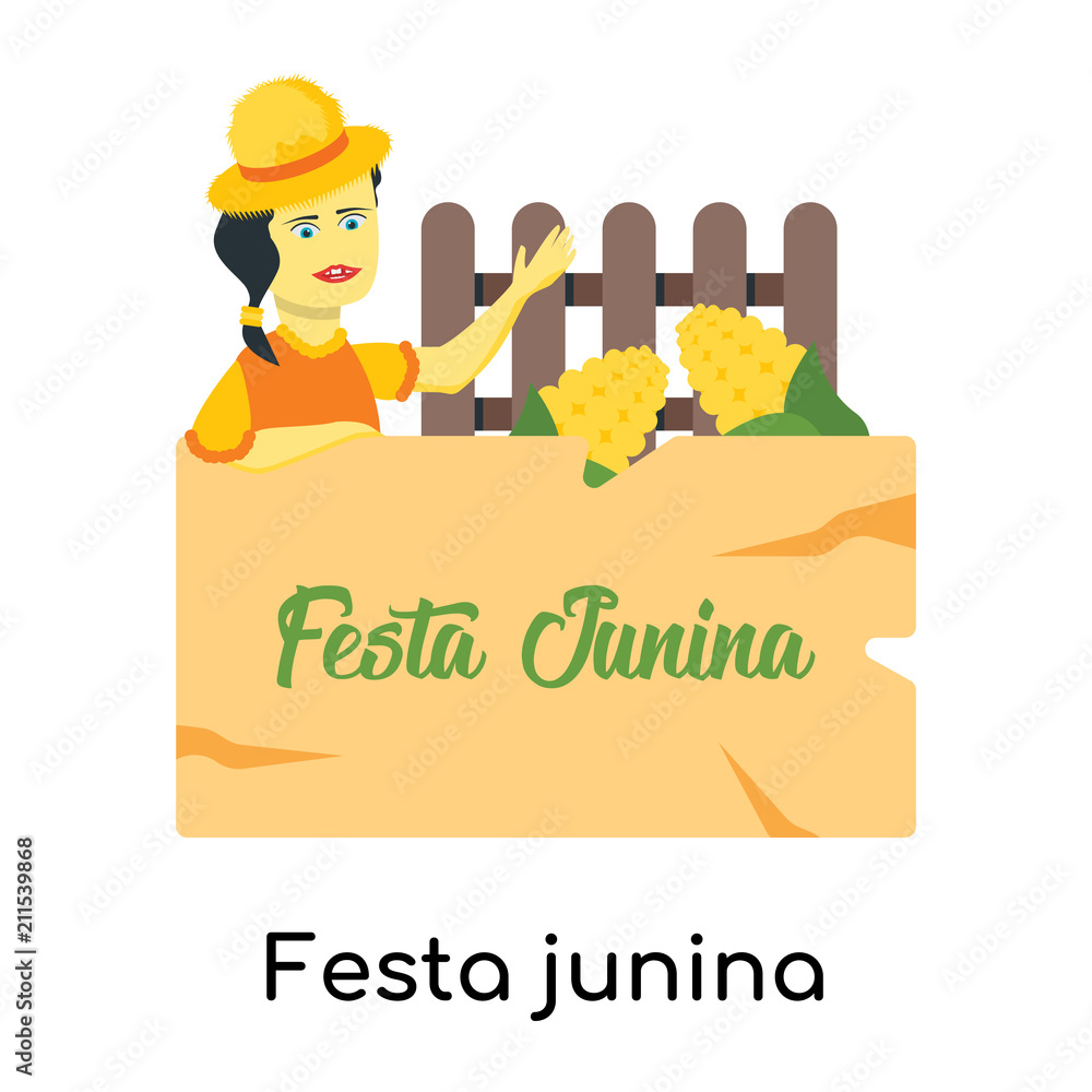 Festa junina icon vector sign and symbol isolated on white background ...