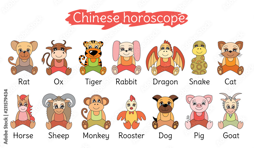 Стоковое векторное изображение «Chinese horoscope collection. Zodiac ...