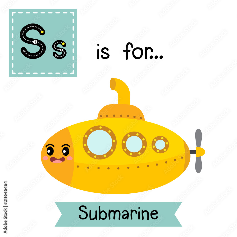 Vector de Stock Letter S cute children colorful transportations ABC ...