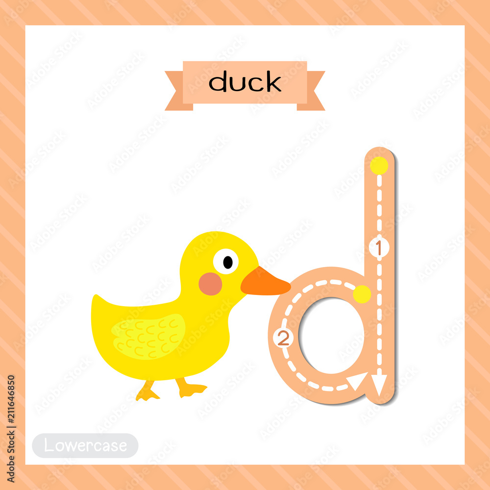 Vector de Stock Letter D lowercase cute children colorful zoo and ...