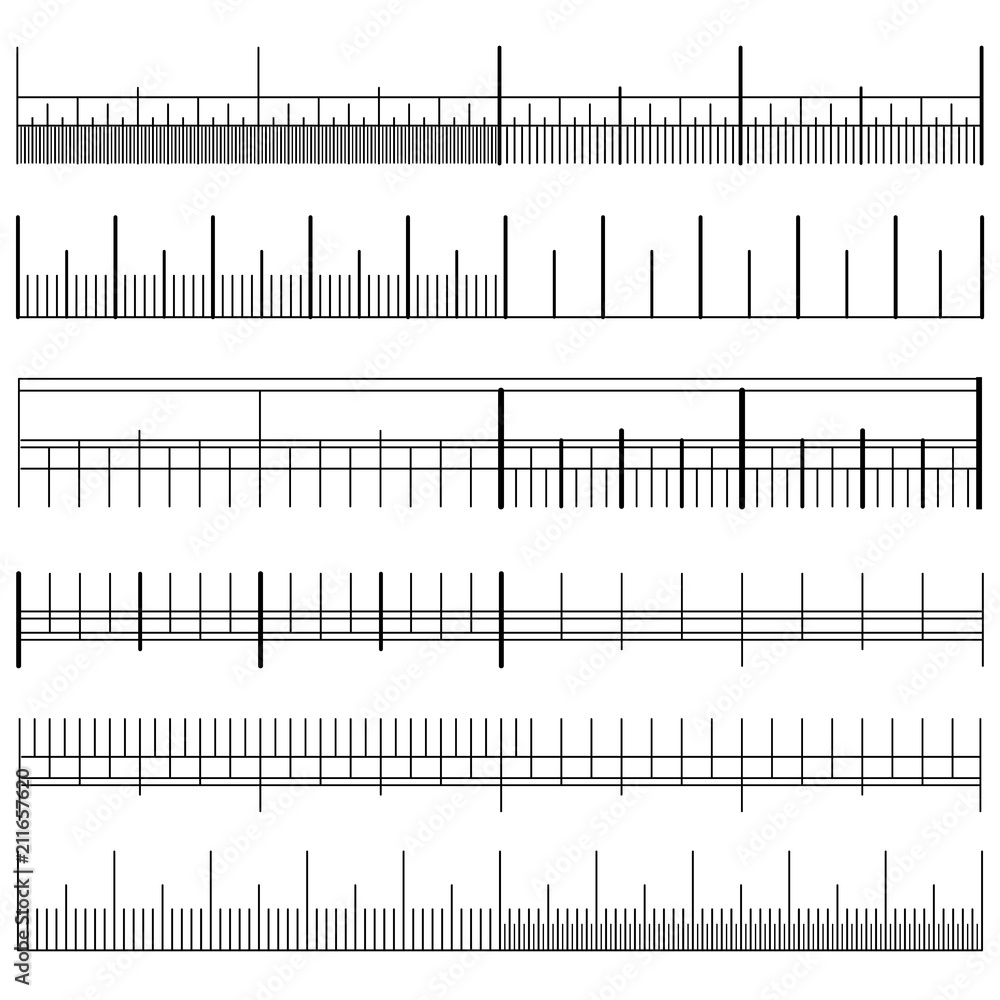 Size Indicator Set Vector. Different Types Unit Distances. Measuring ...