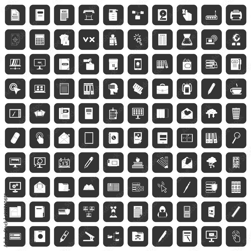 100 folder icons set in black color isolated vector illustration Stock ...