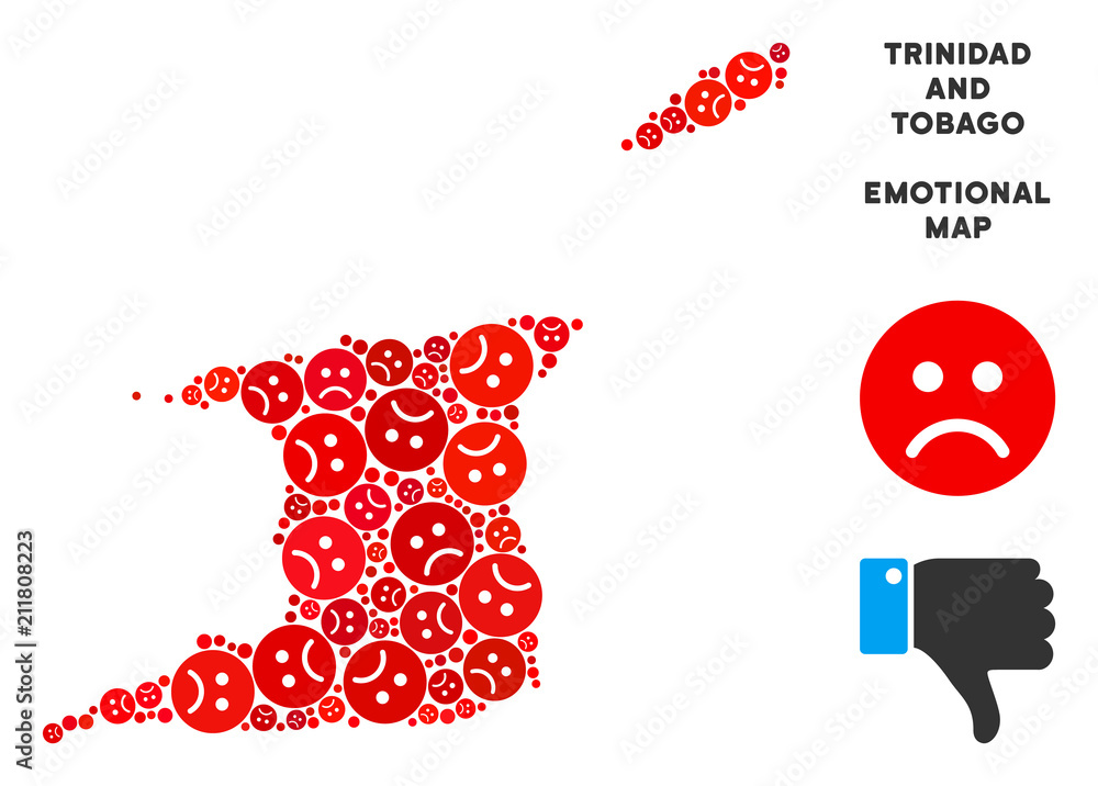 Vector de Stock Sorrow Trinidad and Tobago map composition of sad ...