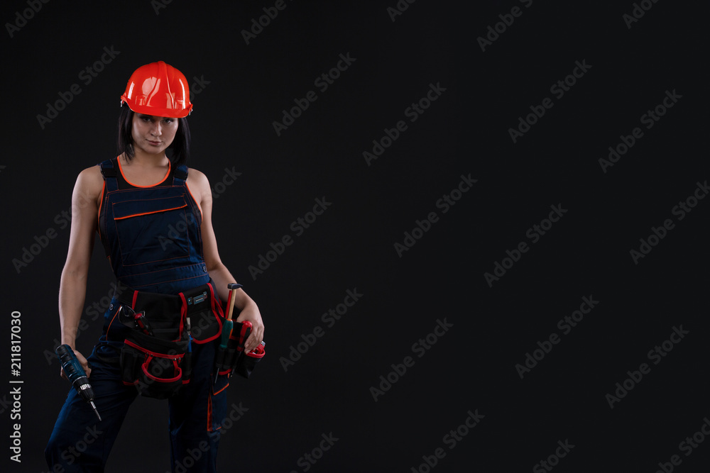 Sexy female construction worker Stock Photo | Adobe Stock